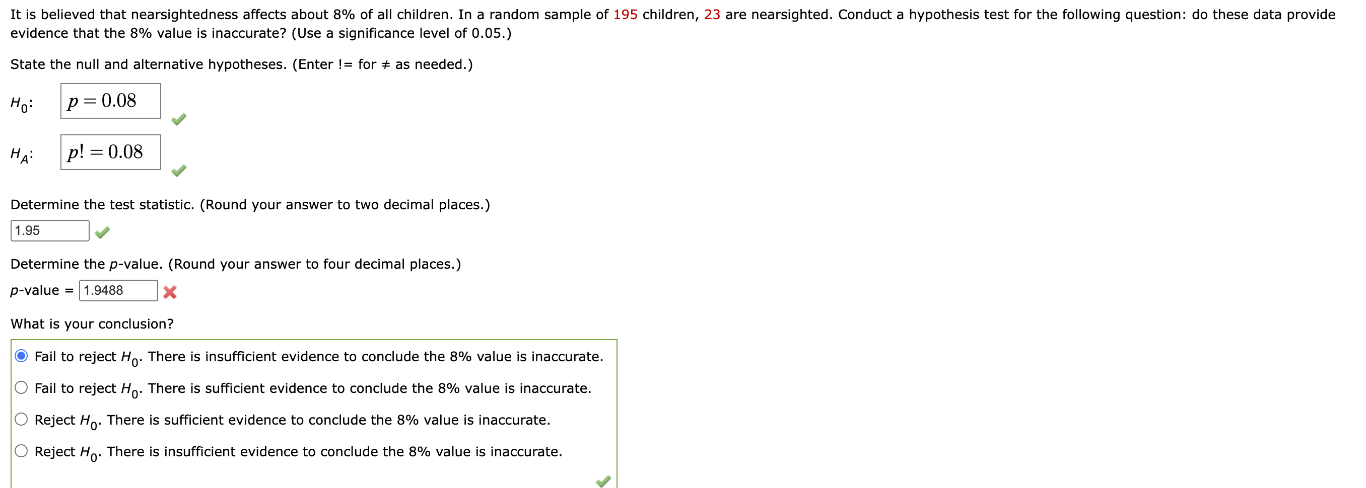 Solved evidence that the 8% ﻿value is inaccurate? (Use a | Chegg.com