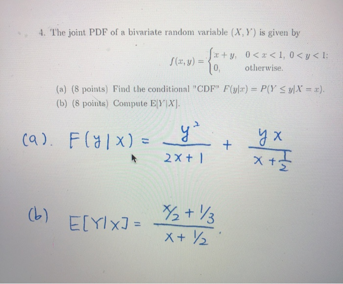 Solved 4. The joint PDF of a bivariate random variable (X,Y) | Chegg.com