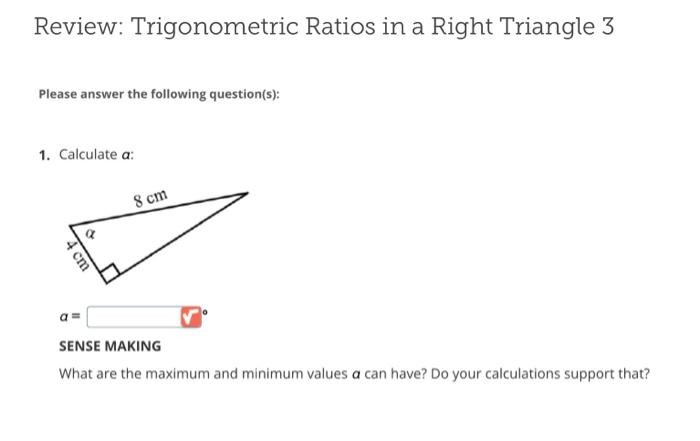 Solved Review: Trigonometric Ratios in a Right Triangle 3 | Chegg.com