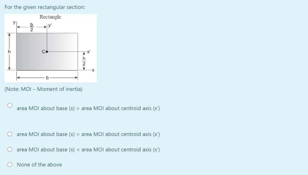 Solved For the given rectangular section: Rectangle ber 을 > | Chegg.com