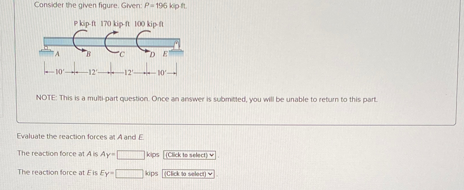 Solved Consider the given figure. Given: P=196kip. ft.NOTE: | Chegg.com