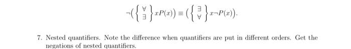 Solved -{{ }P(-) = ({ 2 }r-P(w). ( 7. Nested quantifiers. | Chegg.com