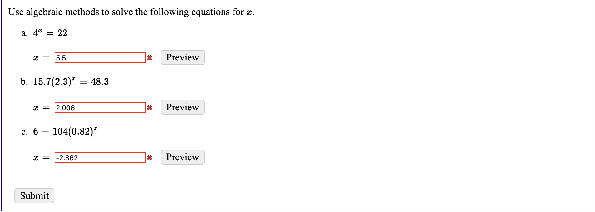 Solved Use algebraic methods to solve the following | Chegg.com