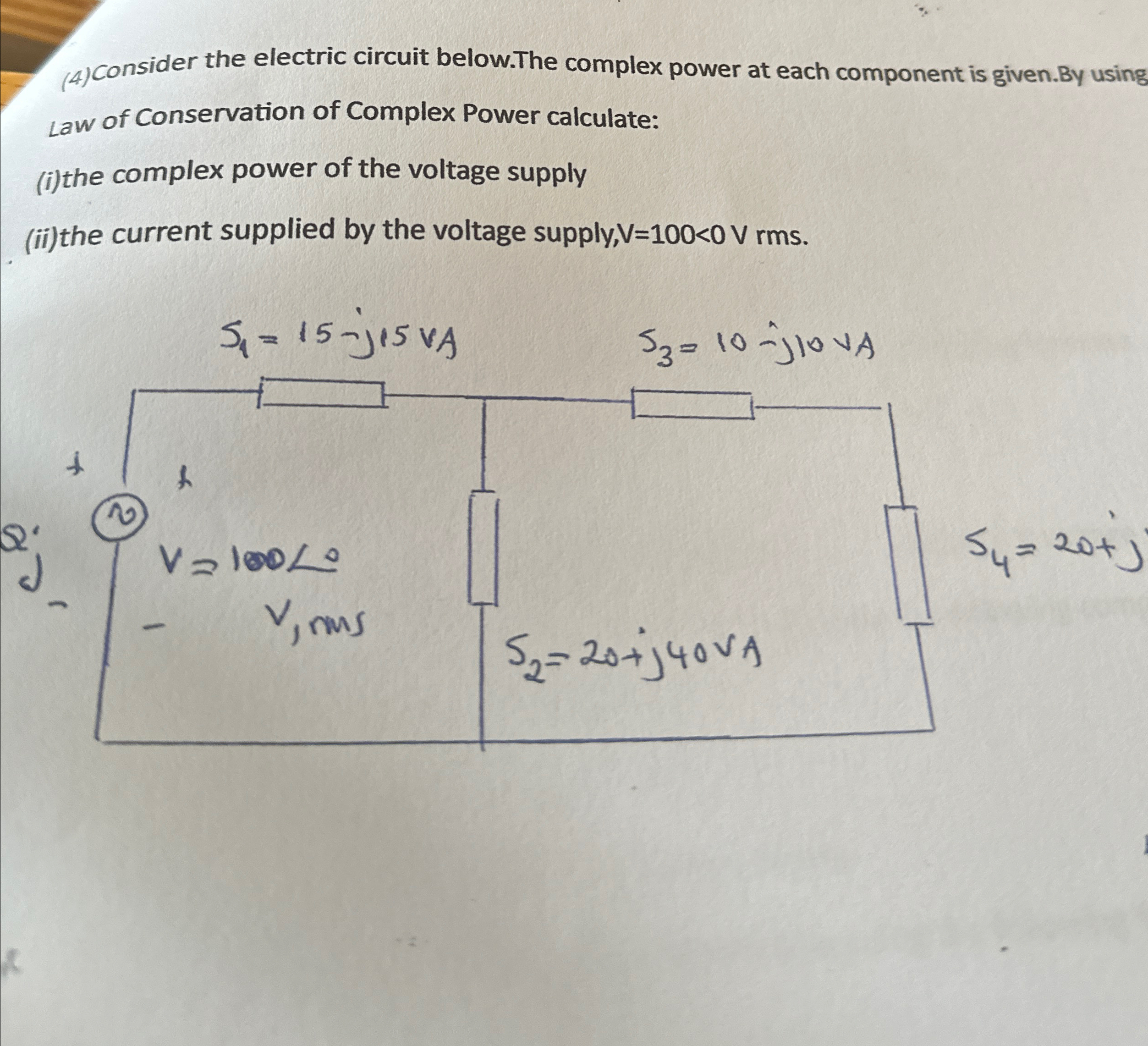 (4) ﻿Consider the electric circuit below.The complex | Chegg.com
