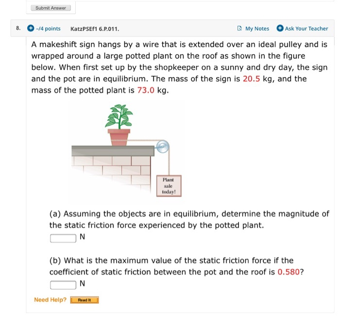 Solved Submit Answer 8. + -14 points KatzPSEf1 6.P.011. My | Chegg.com Solved Submit Answer 8. + -14 points KatzPSEf1 6.P.011. My | Chegg.com