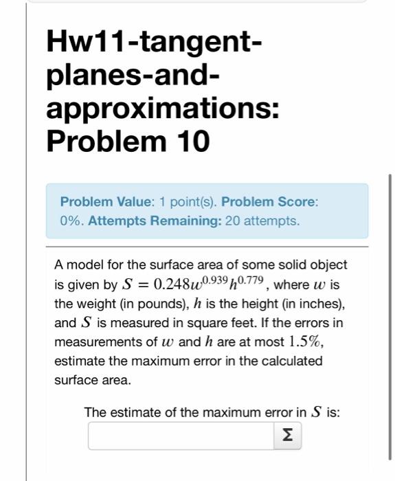 Solved Hw11-tangentplanes-andapproximations: Problem 10 | Chegg.com