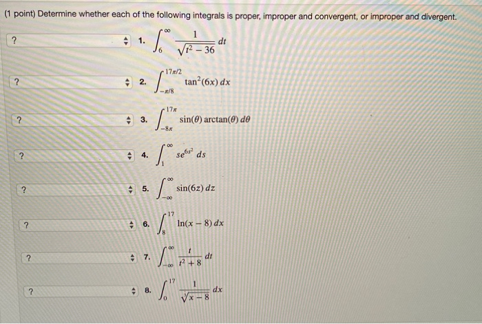 Solved (1 point) Determine whether each of the following | Chegg.com