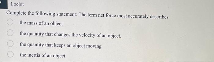 Solved Complete the following statement: The term net force | Chegg.com