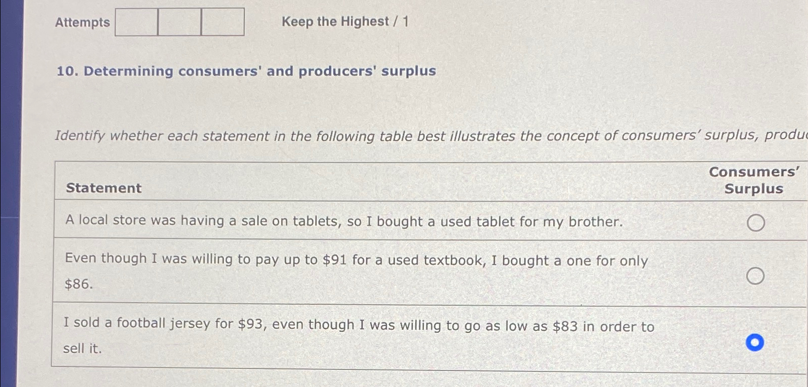 Solved AttemptsKeep the Highest / 110. ﻿Determining | Chegg.com