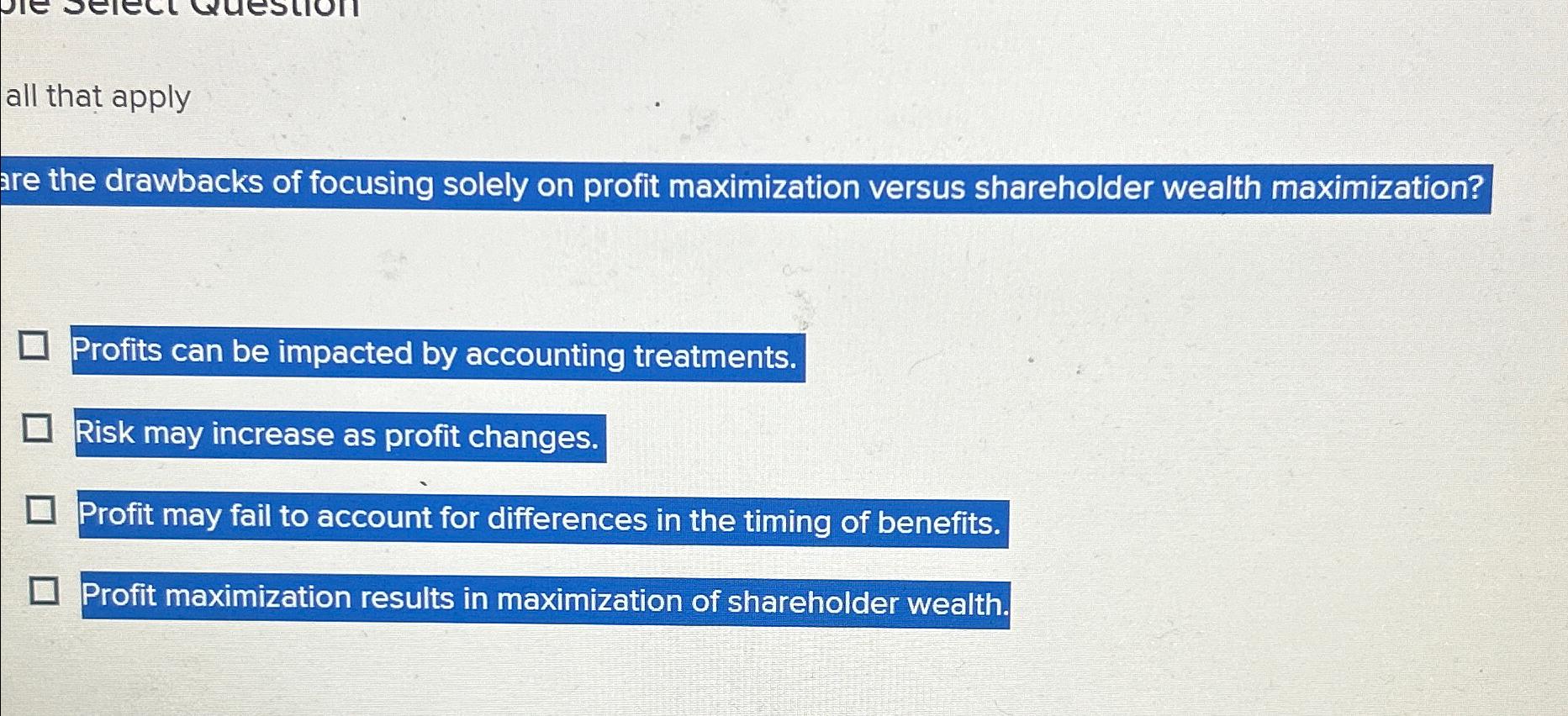 Solved all that applyare the drawbacks of focusing solely on | Chegg.com