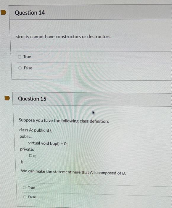 Solved Question 14 Structs Cannot Have Constructors Or