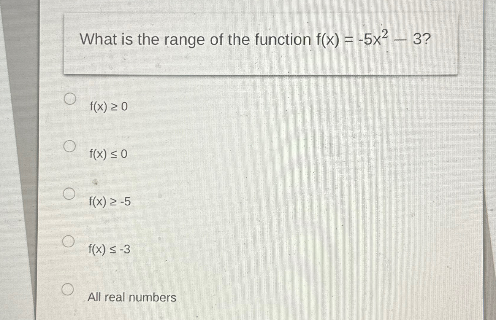 Solved What is the range of the function | Chegg.com