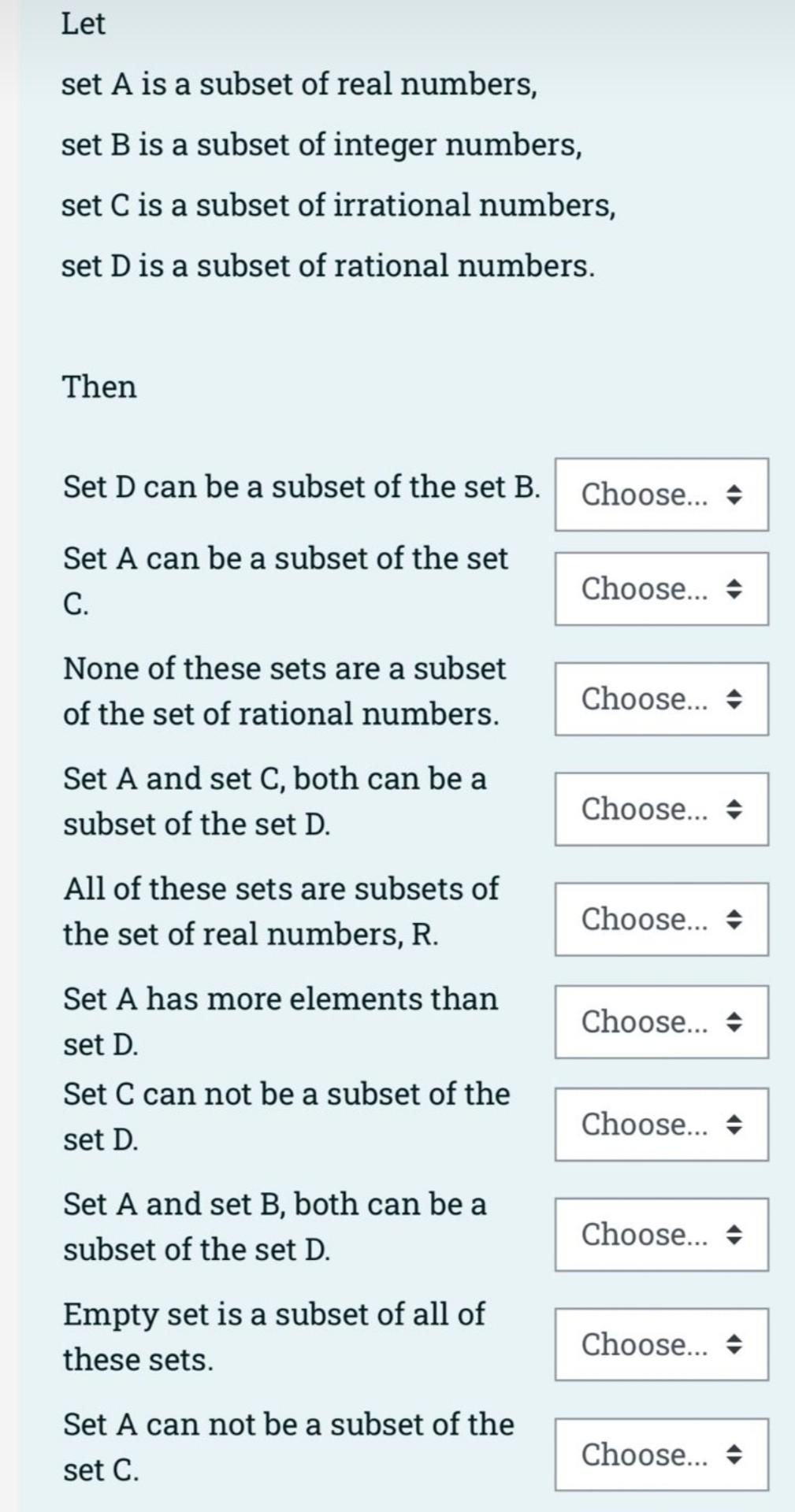Solved Let set A is a subset of real numbers, set B is a | Chegg.com