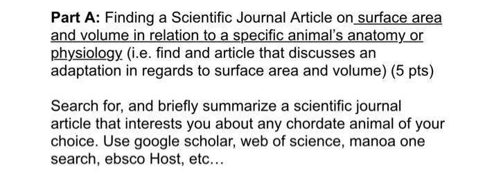 Solved Part A: Finding a Scientific Journal Article on | Chegg.com