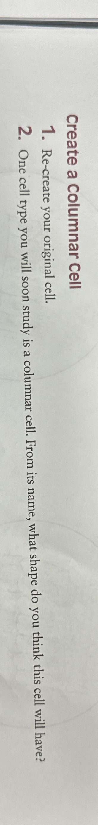 Solved Create a columnar cellRe-create your original | Chegg.com