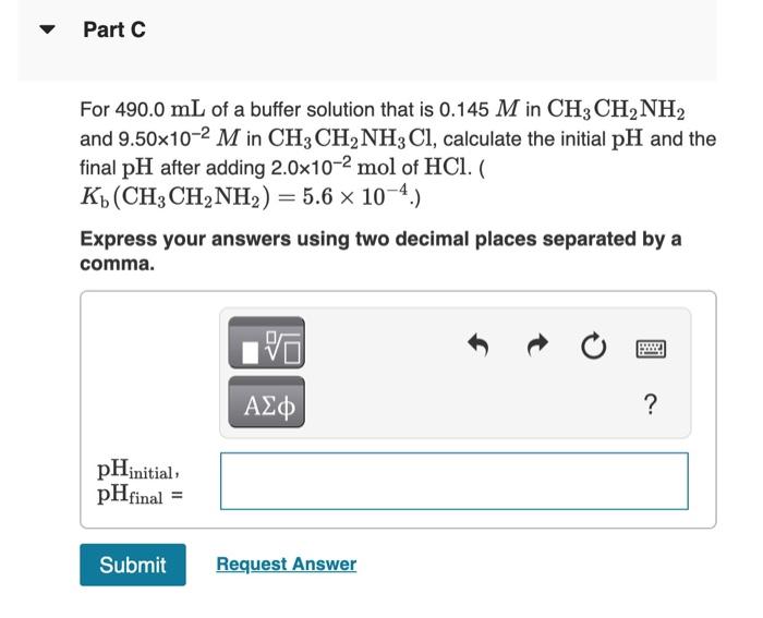 Solved For 490.0 mL of a buffer solution that is 0.160M in | Chegg.com