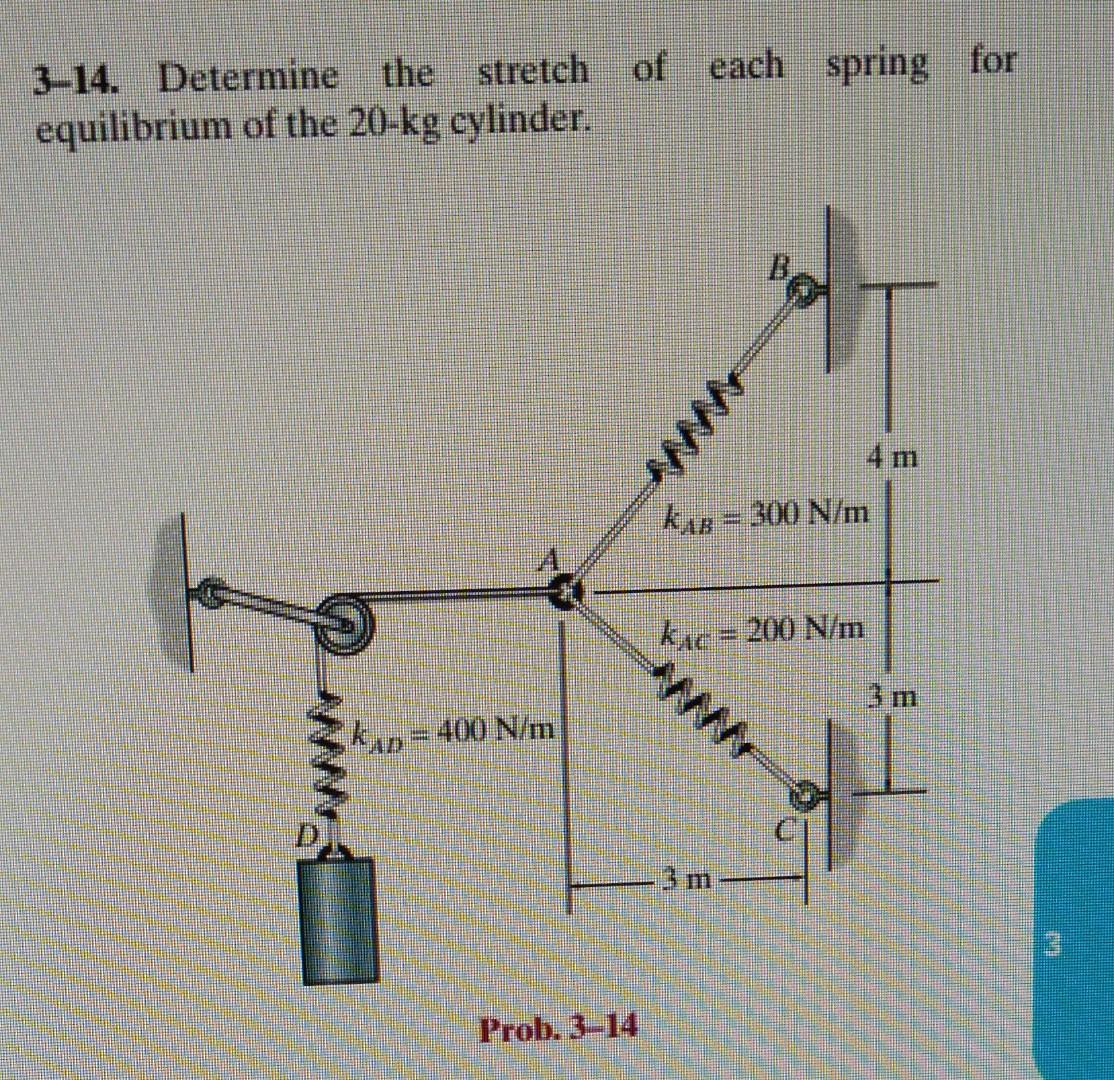 Solved Determine the stretch of each spring for equilibrium | Chegg.com