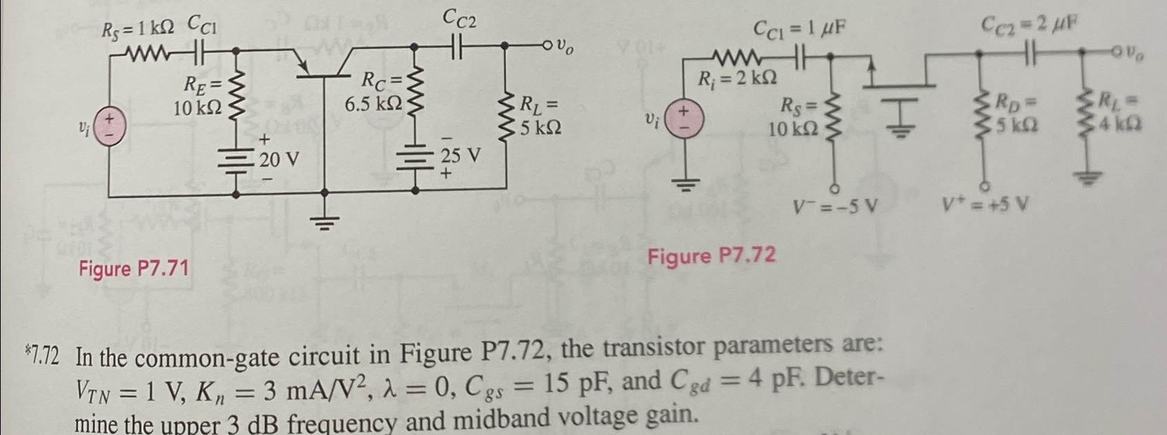 Figure P7.72P7.72 ﻿In the common-gate circuit in | Chegg.com