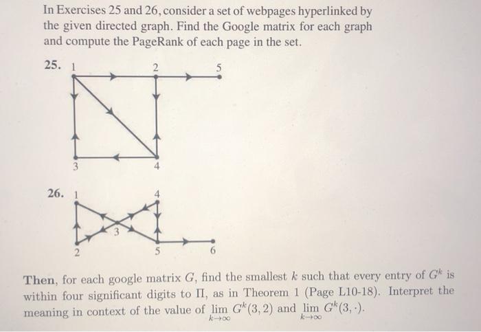 Solved In Exercises 25 and 26, consider a set of webpages | Chegg.com