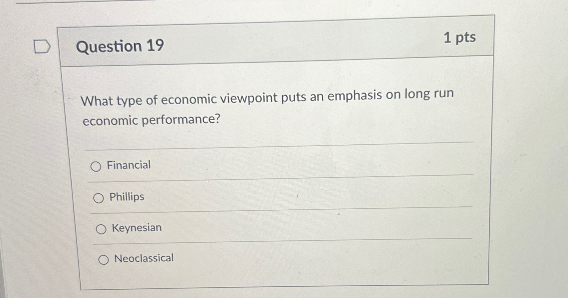 Solved Question 191ptsWhat type of economic viewpoint puts | Chegg.com