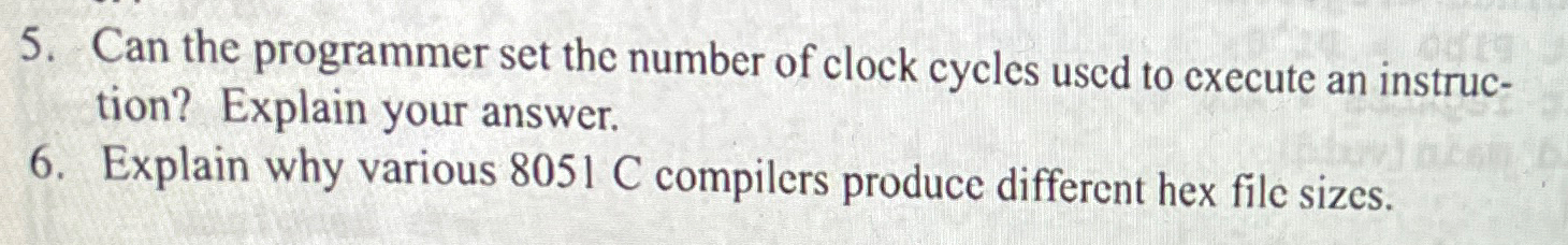 Solved Can the programmer set the number of clock cycles | Chegg.com