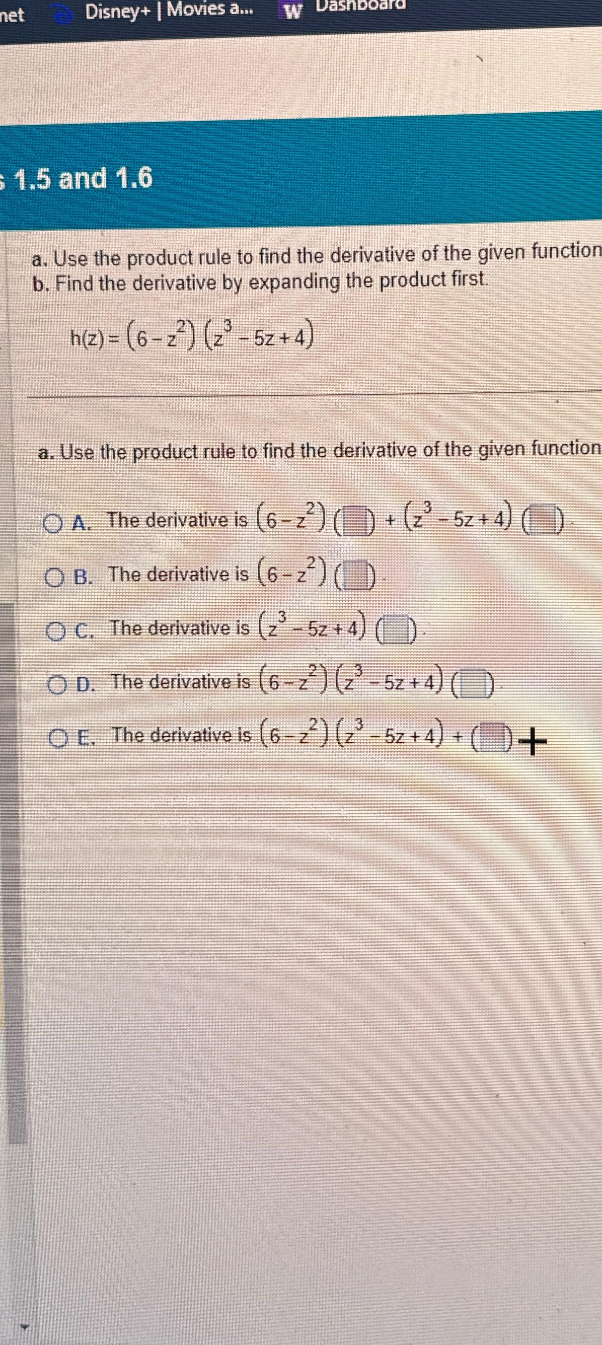 Solved 1 5 and 1 6a Use The Product Rule To Find The Chegg
