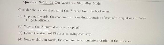 Solved Question 6-Ch. 11 Our Workhorse Short-Run Model | Chegg.com