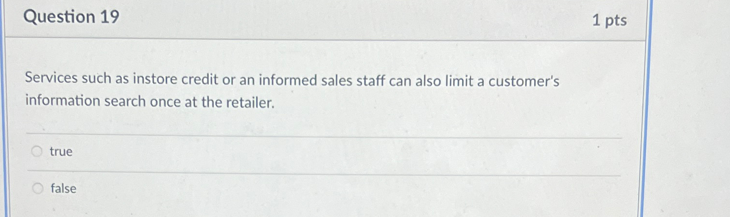 Solved Question 191ptsServices such as instore credit or an | Chegg.com