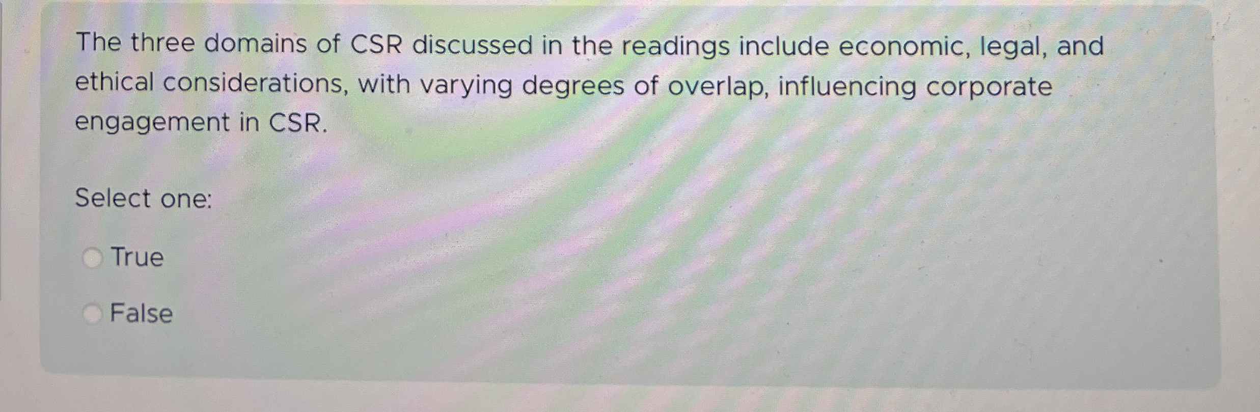 Solved The three domains of CSR discussed in the readings | Chegg.com