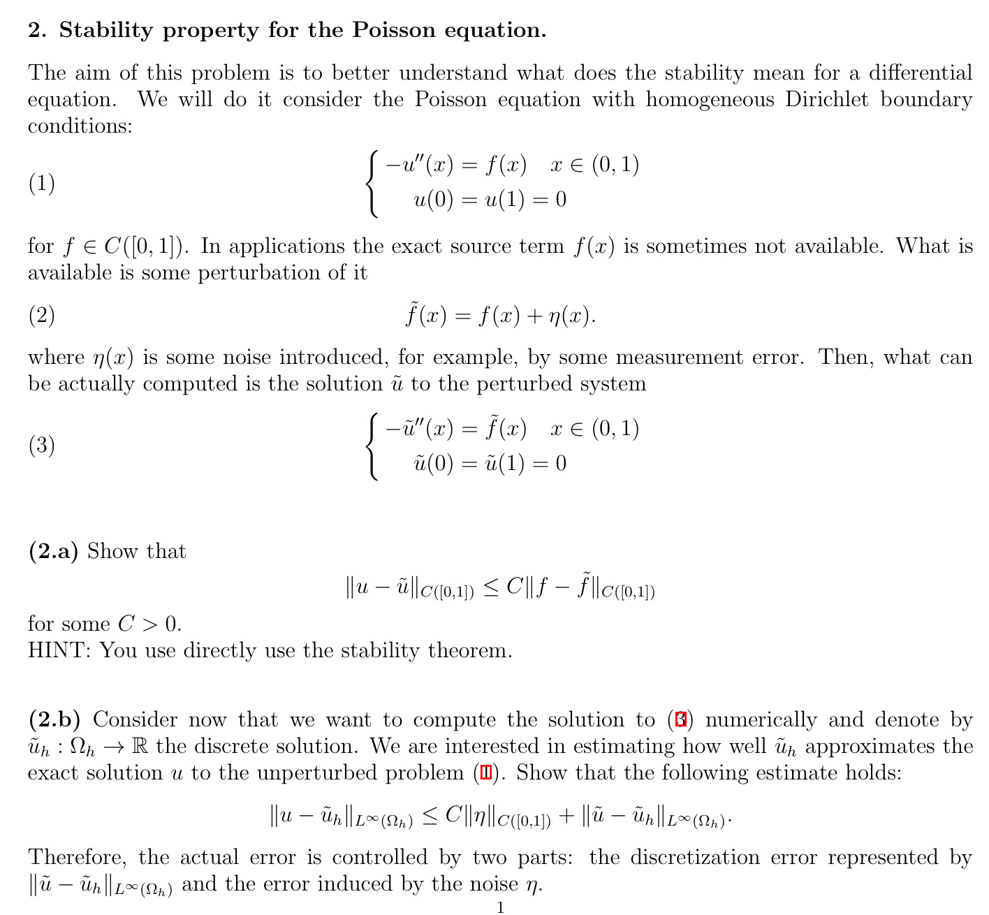 Solved Stability property for the Poisson equation.The aim | Chegg.com