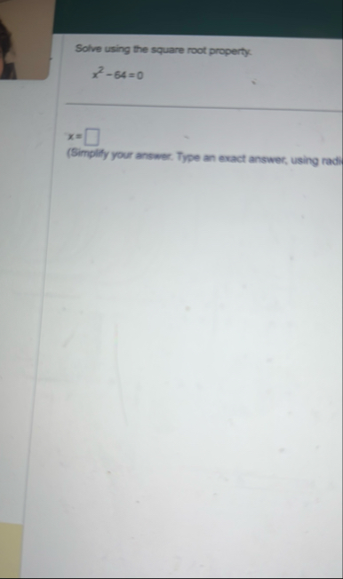 Solved Solve using the square root | Chegg.com