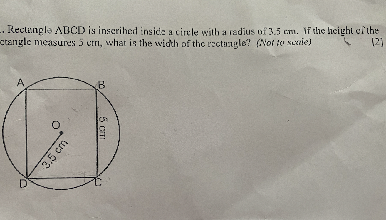 Solved . ﻿Rectangle ABCD is inscribed inside a circle with a | Chegg.com