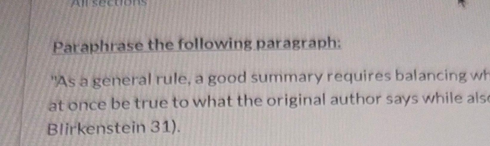 Paraphrase the following paragraph: "As a general | Chegg.com