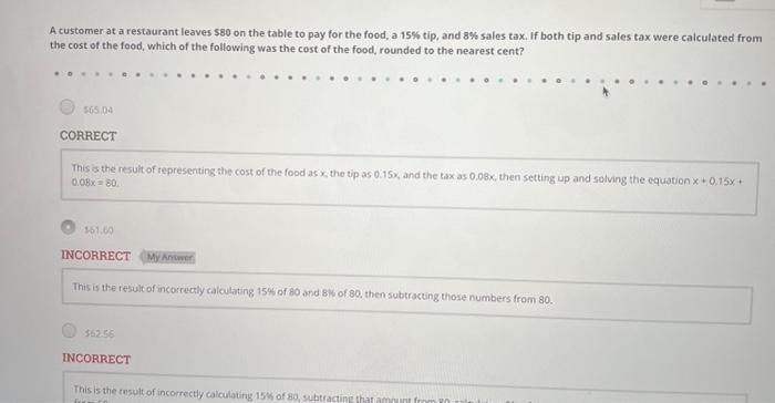 Solved A customer at a restaurant leaves $80 on the table to | Chegg.com