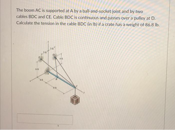 Solved The boom AC is supported at A by a ball-and-socket | Chegg.com