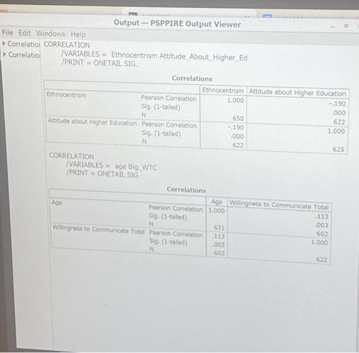 Output - PSPPIRE Output Viewer File Edit Windows Help | Chegg.com