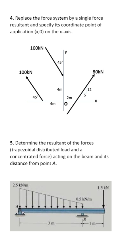 Solved Replace the force system by a single force resultant | Chegg.com