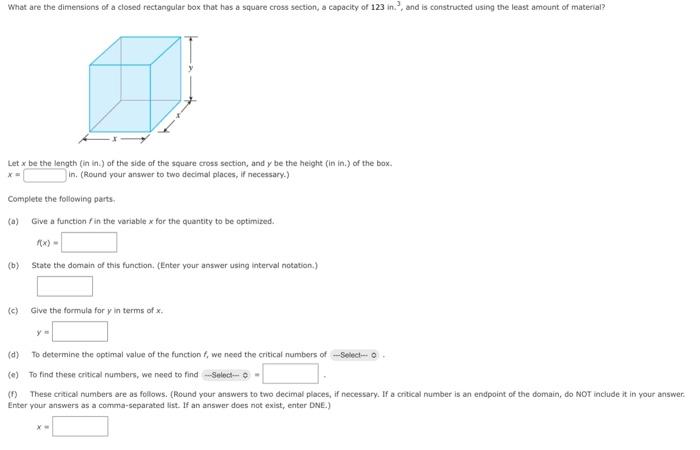 Solved What are the dimensions of a closed rectangular box | Chegg.com