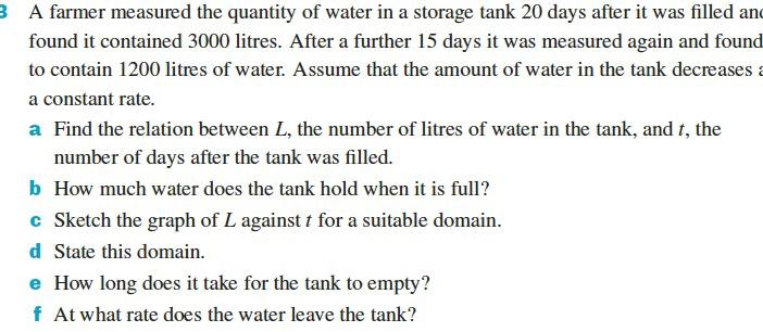 Solved A farmer measured the quantity of water in a storage | Chegg.com
