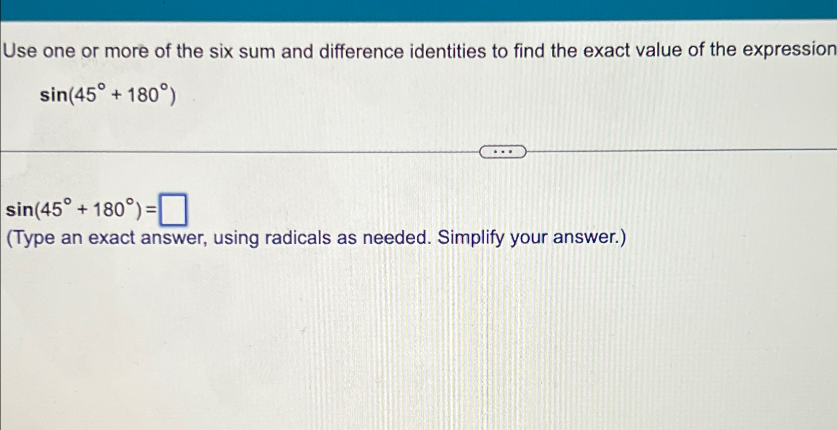 Solved Use one or more of the six sum and difference | Chegg.com