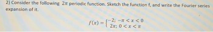 Solved 2) Consider the following 27t periodic function. | Chegg.com