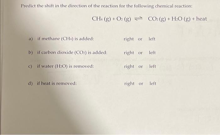 Solved Predict the shift in the direction of the reaction | Chegg.com