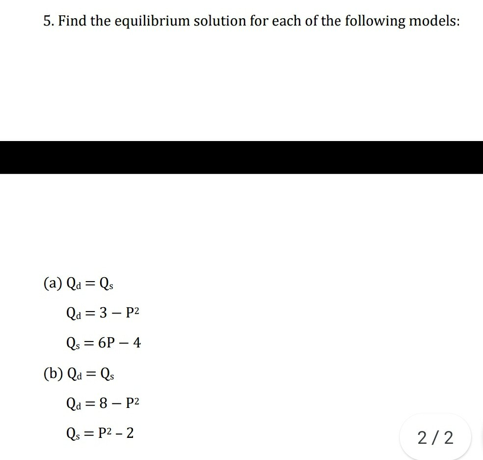 Solved 5. Find the equilibrium solution for each of the | Chegg.com