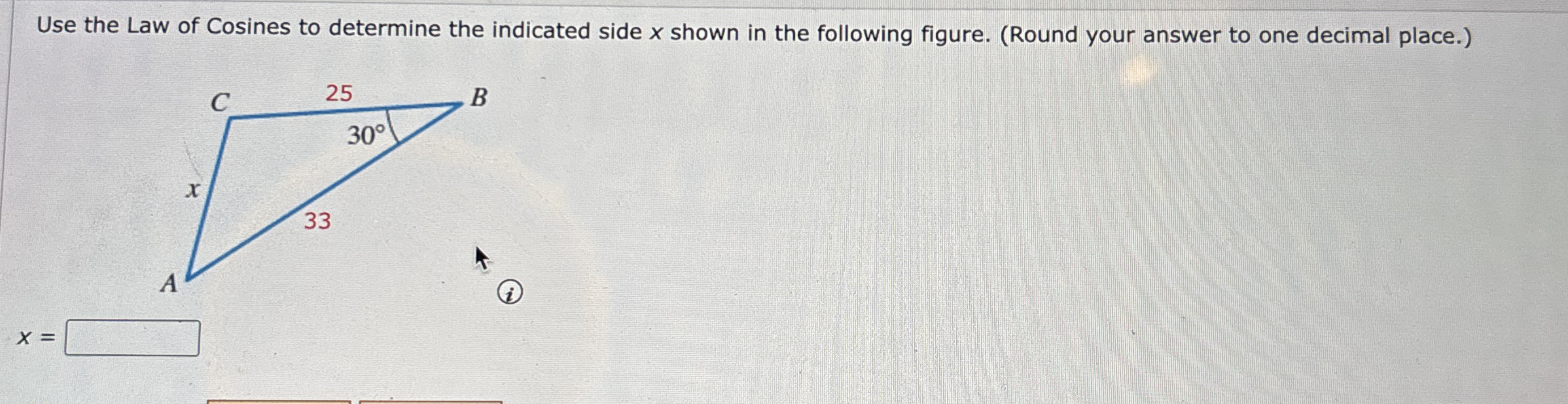 Solved Use the Law of Cosines to determine the indicated | Chegg.com