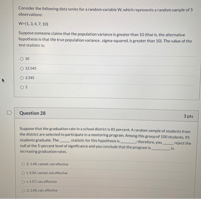 Solved Consider the following data series for a random | Chegg.com