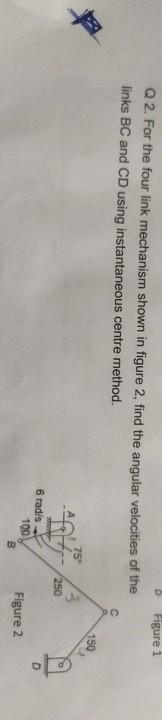 Q 2. ﻿For the four link mechanism shown in figure 2, | Chegg.com