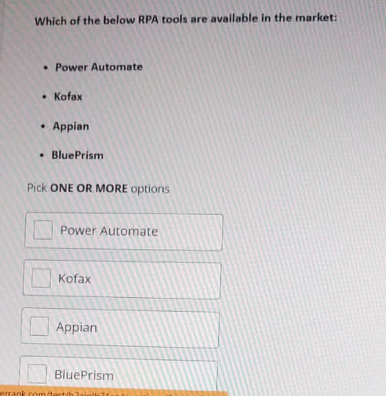 Solved Which of the below RPA tools are available in the | Chegg.com