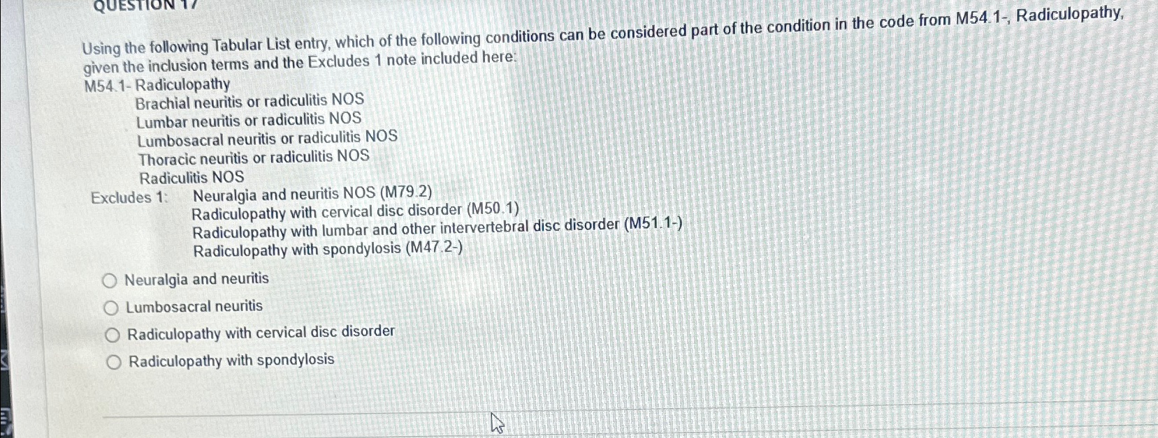 Solved Using the following Tabular List entry, which of the | Chegg.com