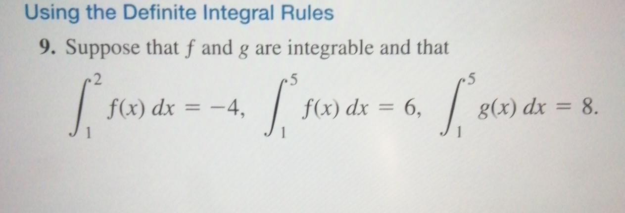 Solved Using the Definite Integral Rules9. ﻿Suppose that f | Chegg.com