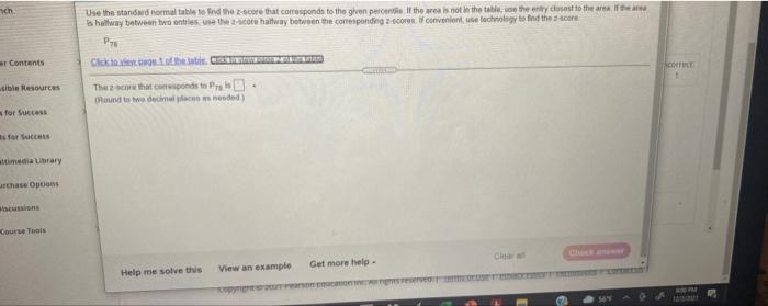 Solved nch Use the standard normal table 1 Ind the score | Chegg.com